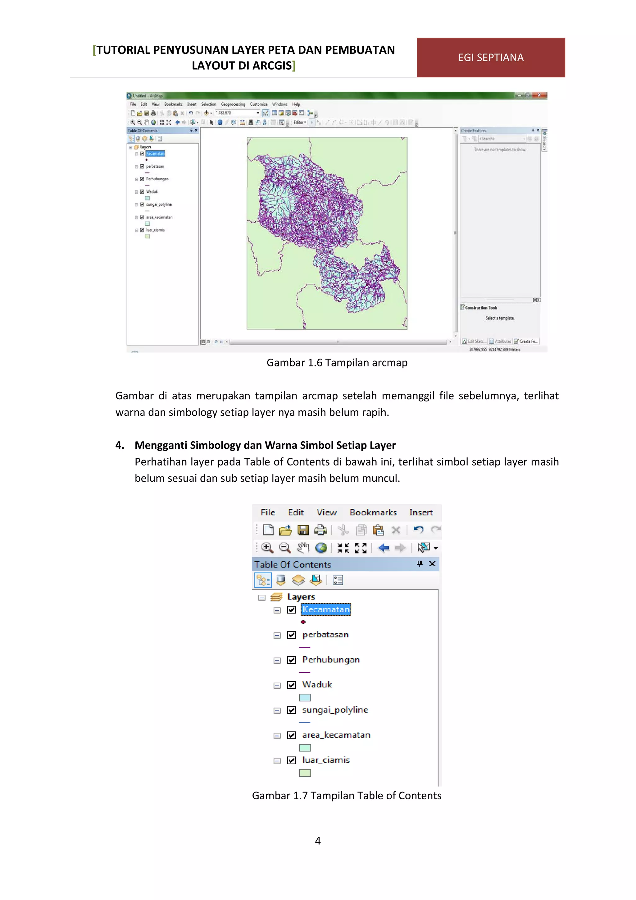 Tutorial penyusunan layer peta & pembuatan layout di arcgis | PDF