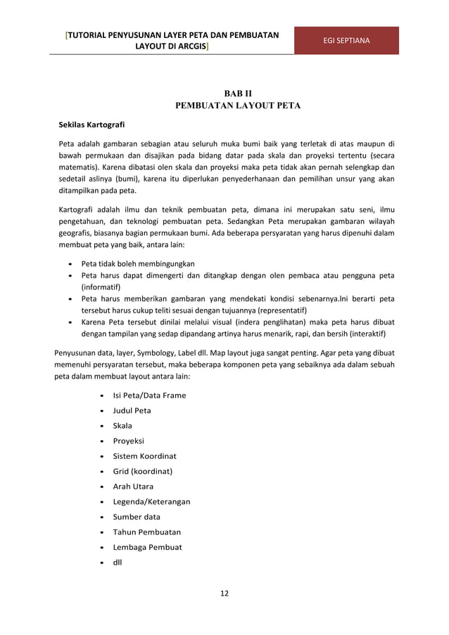 Tutorial penyusunan layer peta & pembuatan layout di arcgis | PDF