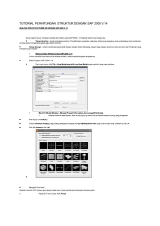 Tutorial perhitungan struktur dengan sap 2000 v | DOCX