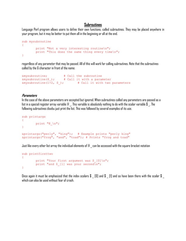 Tutorial perl programming basic eng ver | PDF