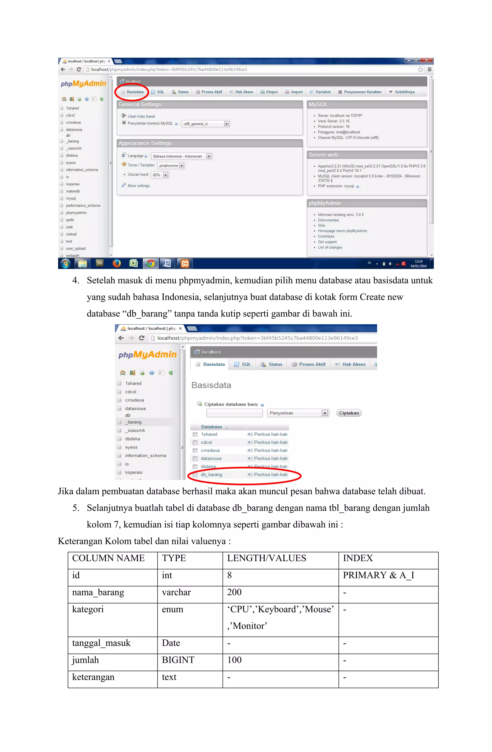 Tutorial php membuat Aplikasi Inventaris | PDF