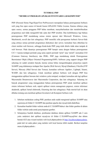 Tutorial php membuat Aplikasi Inventaris | PDF