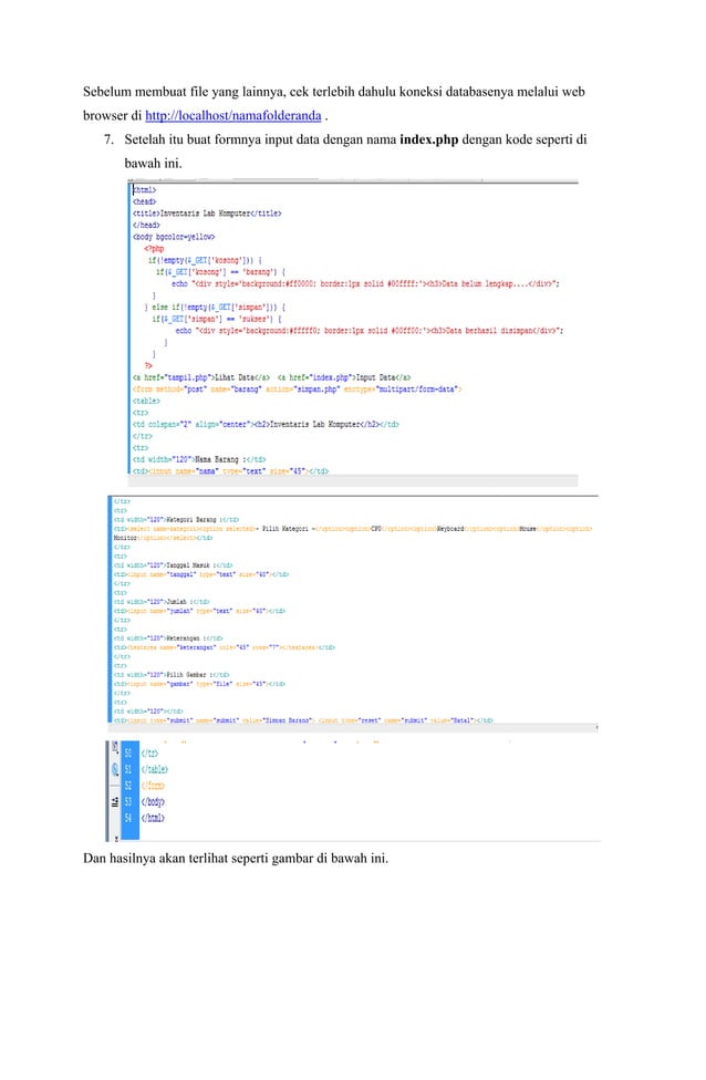 Tutorial php membuat Aplikasi Inventaris | PDF