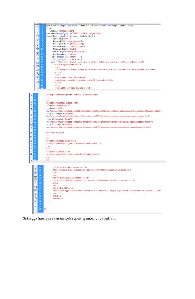 Tutorial php membuat Aplikasi Inventaris | PDF