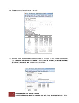 Tutorial pool data dengan eviews | PDF