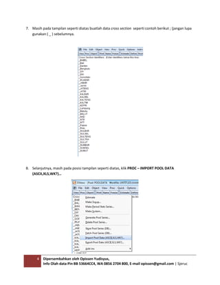 Tutorial pool data dengan eviews | PDF