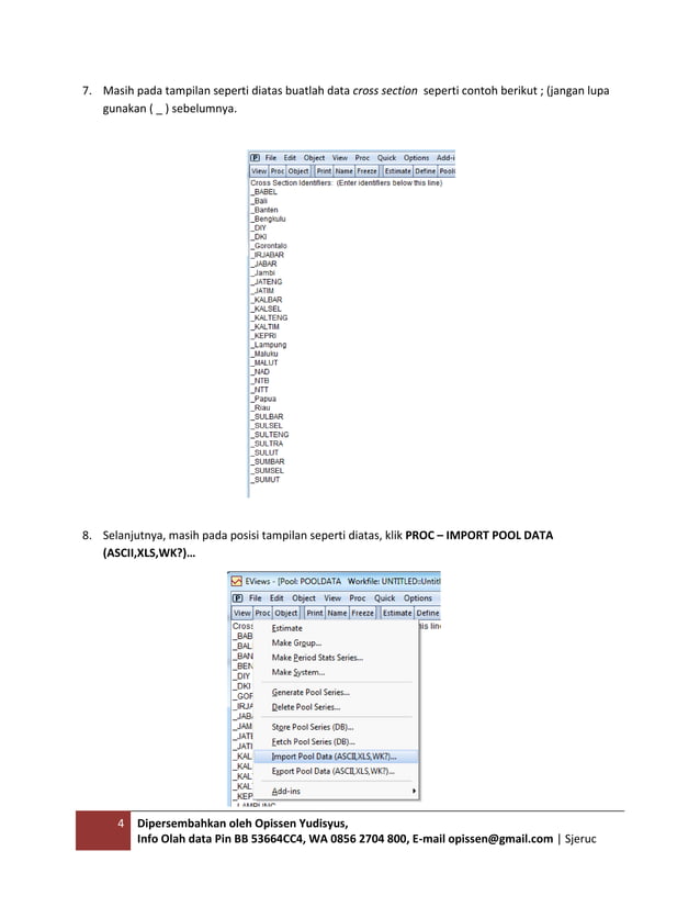Tutorial pool data dengan eviews | PDF