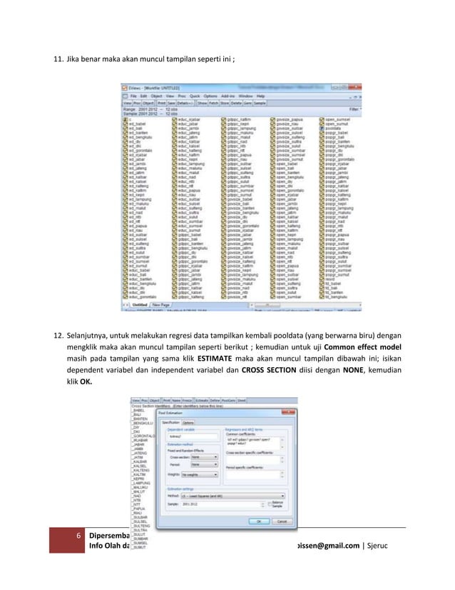 Tutorial pool data dengan eviews | PDF