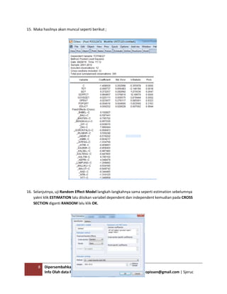 Tutorial pool data dengan eviews | PDF
