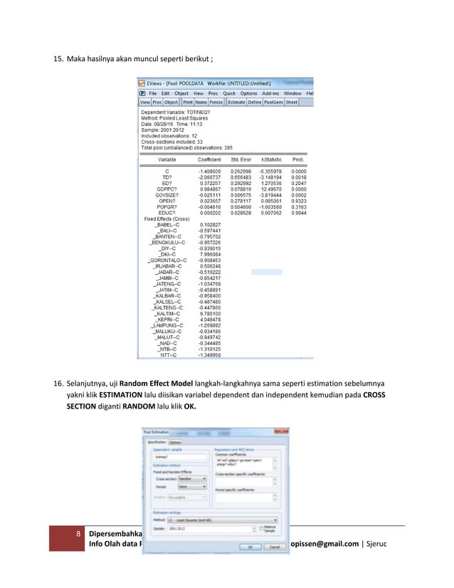 Tutorial pool data dengan eviews | PDF