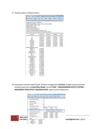 Tutorial pool data dengan eviews | PDF