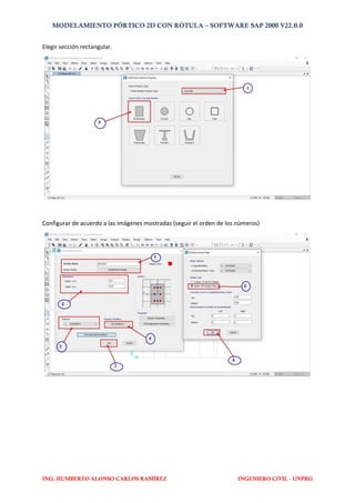 Tutorial pórtico 2d con rótula en el software Sap 2000 V22.0.0 | PDF