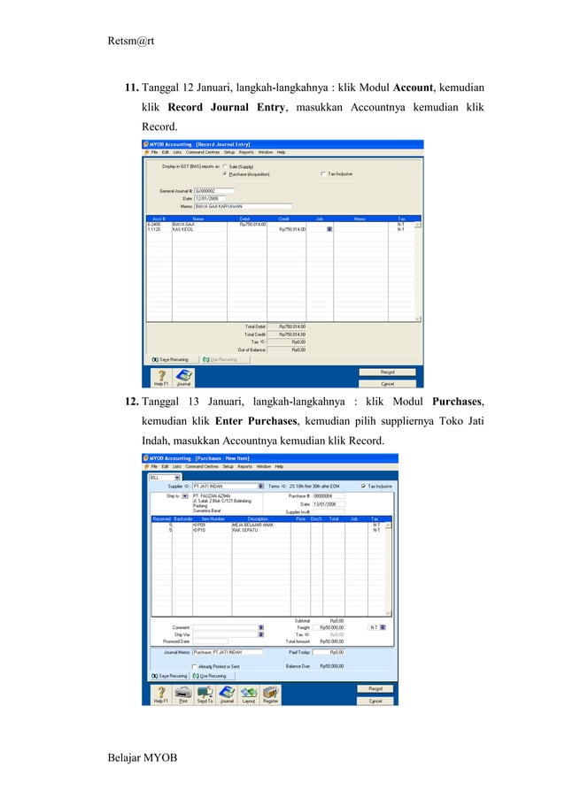 Tutorial program myob accounting | PDF