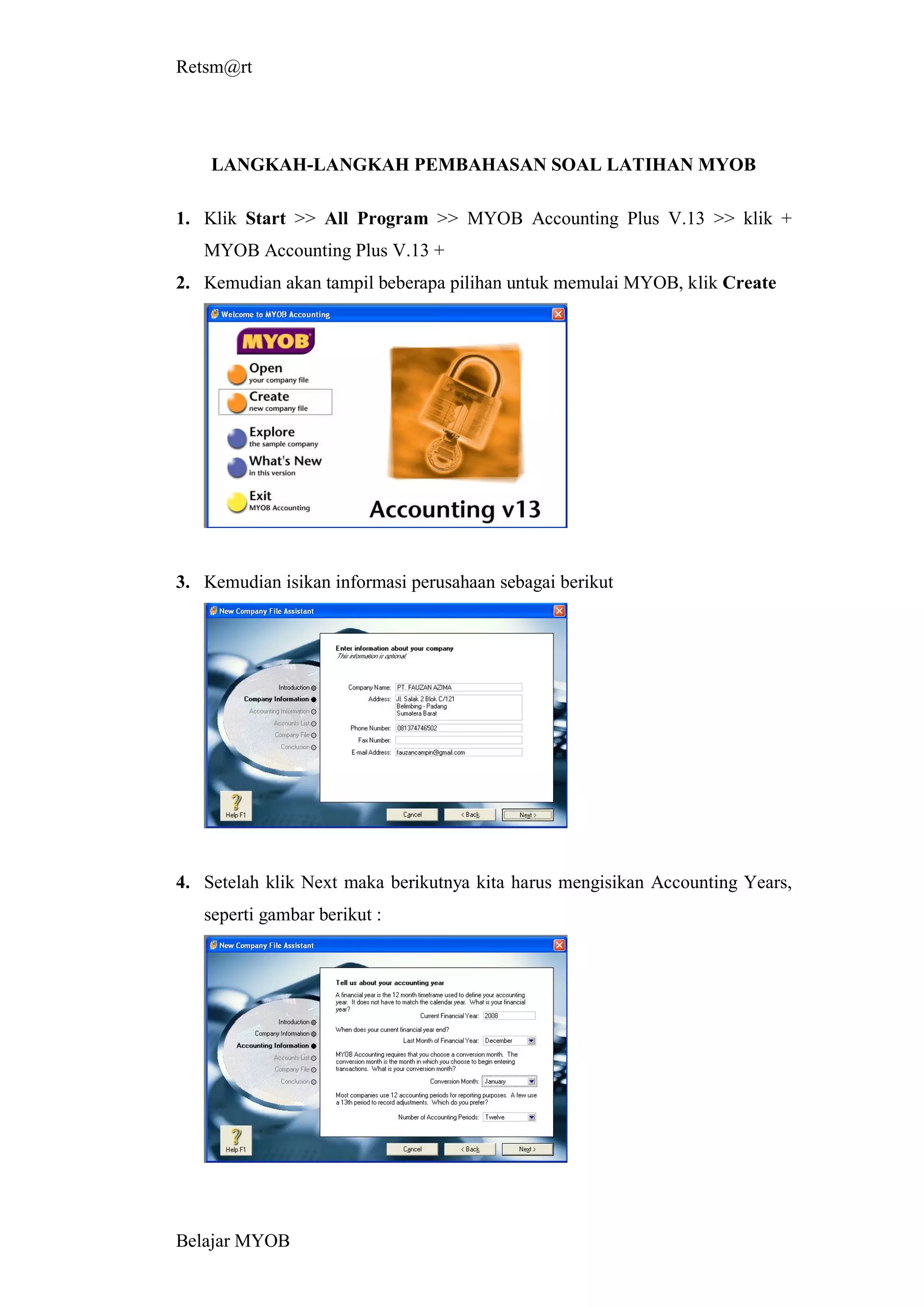 Tutorial program myob accounting | PDF