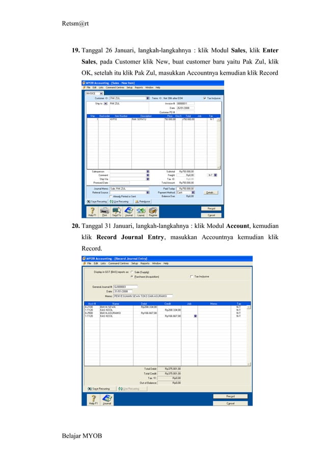 Tutorial program myob accounting | PDF