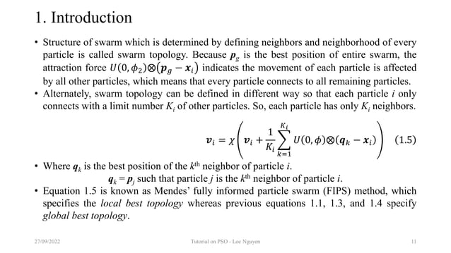 Tutorial on particle swarm optimization | PPT