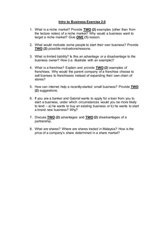 Business Tutorial Questions | DOCX