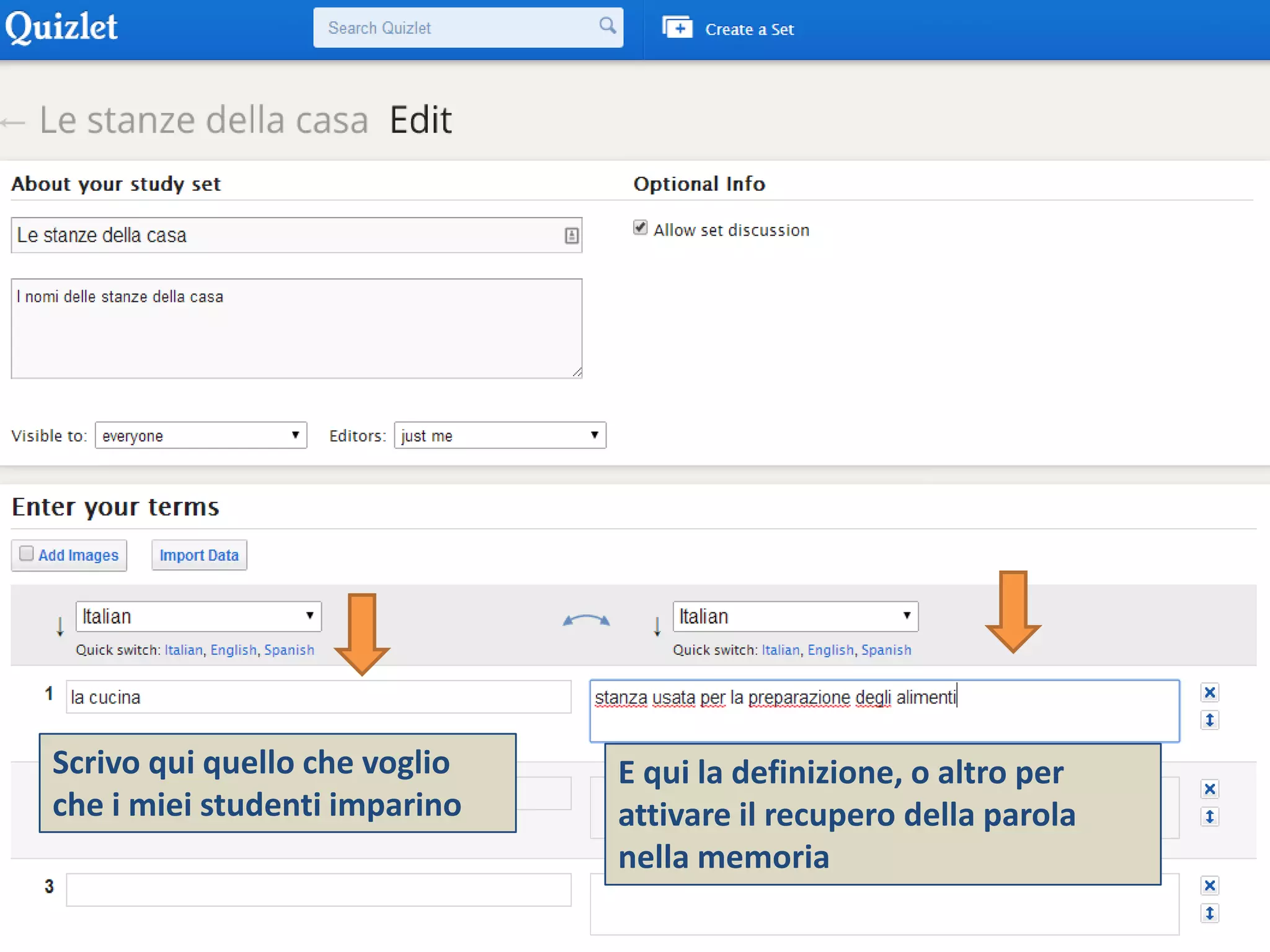 Come creare "set" in quizlet | PPTX
