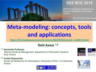 Meta-modeling: concepts, tools and applications | PPT