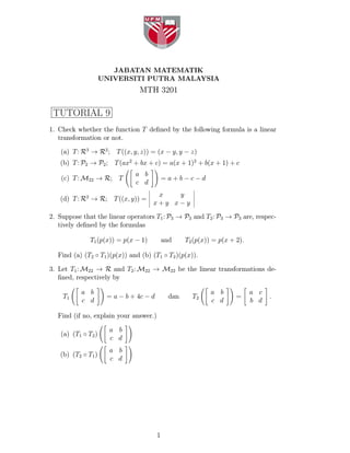 mth3201 Tutorials | PDF