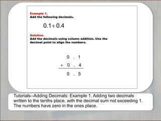 Tutorials--Adding Decimals | PPT