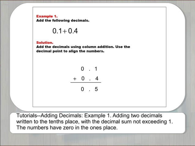 Tutorials--Adding Decimals | PPT