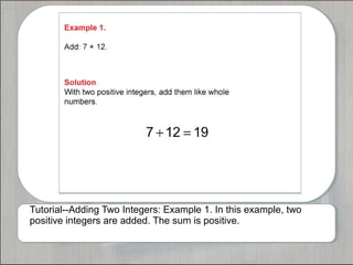 Tutorials--Adding and Subtracting Integers | PPT