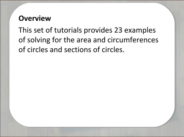 Tutorials--Circular Area and Perimeter | PPT