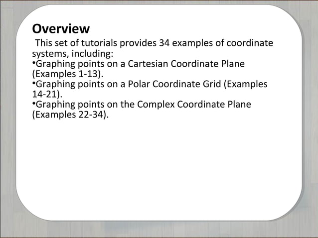 Tutorials--Coordinate Systems | PPT