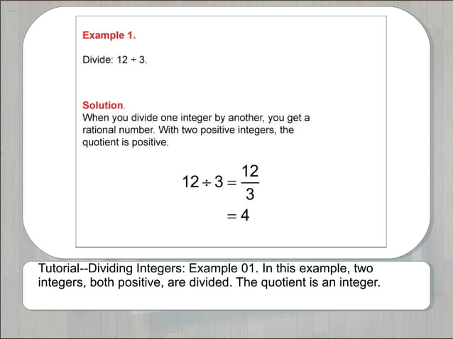Tutorials--Dividing Integers | PPT
