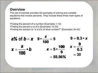 Tutorials--Equations with Percents | PPT