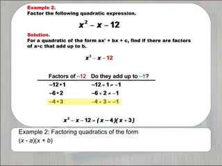 Tutorials--Factoring Quadratics | PPT | Physics | Science