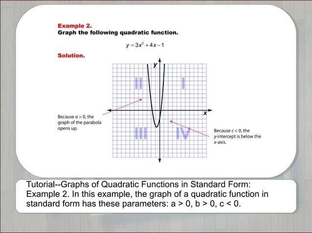 Tutorials: Graphs of Quadratic Functions in Standard Form | PPT | Science