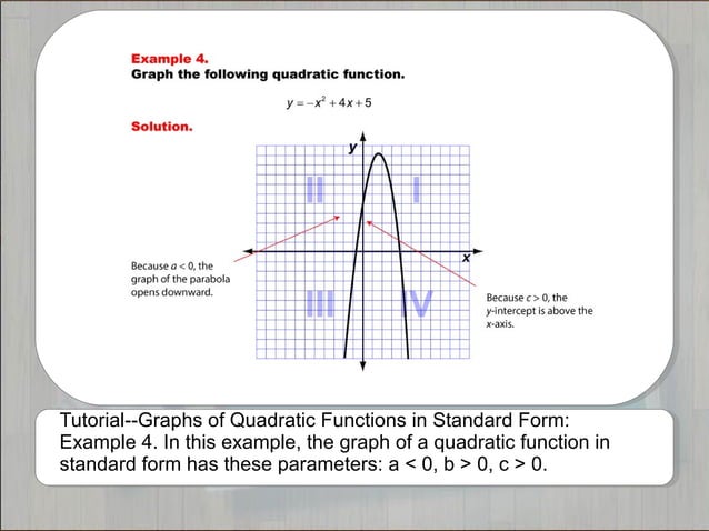 Tutorials: Graphs of Quadratic Functions in Standard Form | PPT | Science