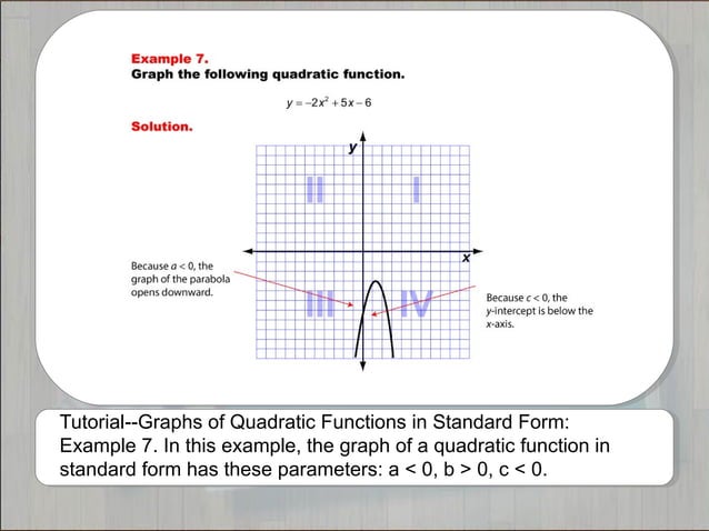 Tutorials: Graphs of Quadratic Functions in Standard Form | PPT | Science