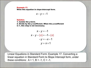 Tutorials: Linear Equations in Standard Form | PPT