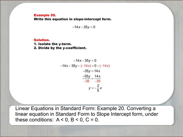Tutorials: Linear Equations in Standard Form | PPT