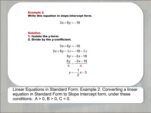 Tutorials: Linear Equations in Standard Form | PPT