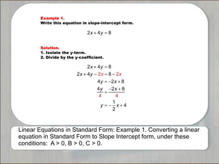 Tutorials: Linear Equations in Standard Form | PPT