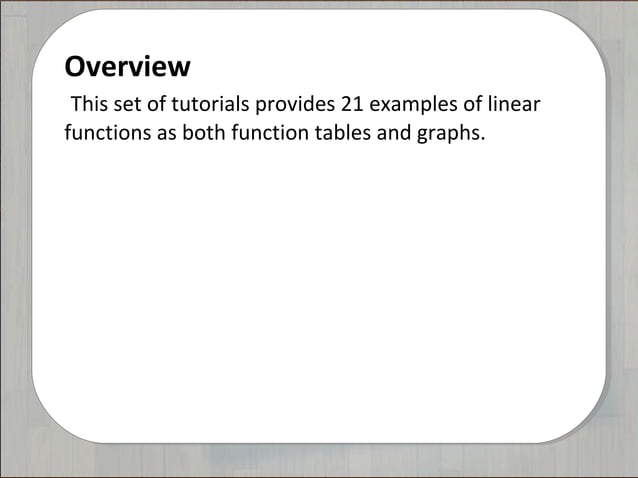 Tutorials Linear Functions In Tabular And Graph Form Ppt