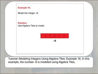 Tutorials--Modeling Integers Using Algebra Tiles | PPT