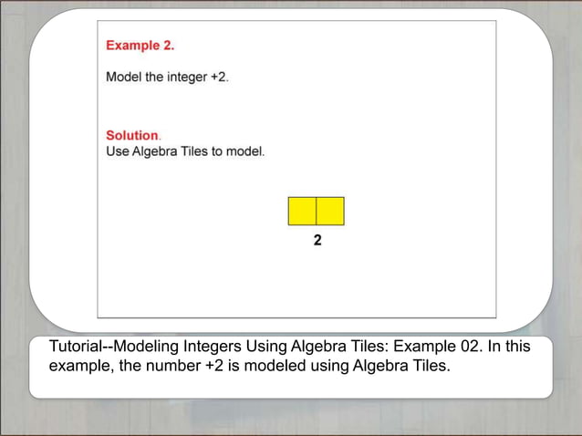 Tutorials--Modeling Integers Using Algebra Tiles | PPT