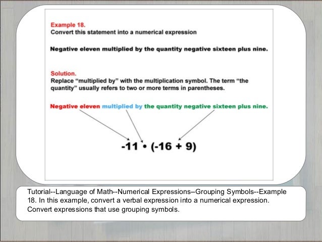 Tutorials The Language Of Math Numerical Expressions Grouping Sym