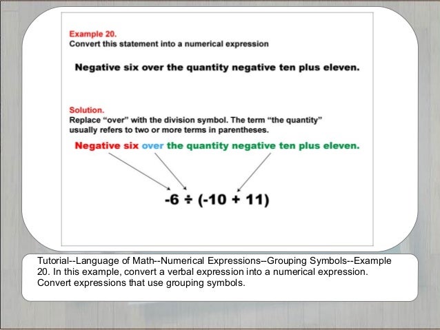 Tutorials--The Language of Math--Numerical Expressions--Grouping Sym…