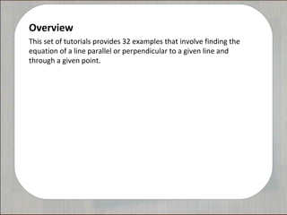 Tutorials --Parallel and Perpendicular Lines | PPT