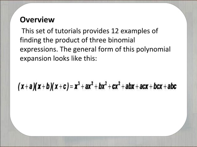 Tutorials--Polynomial Expansion | PPT