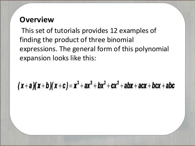 Tutorials--Polynomial Expansion