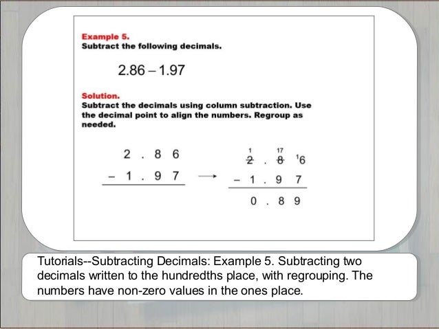 Tutorials: Subtracting Decimals