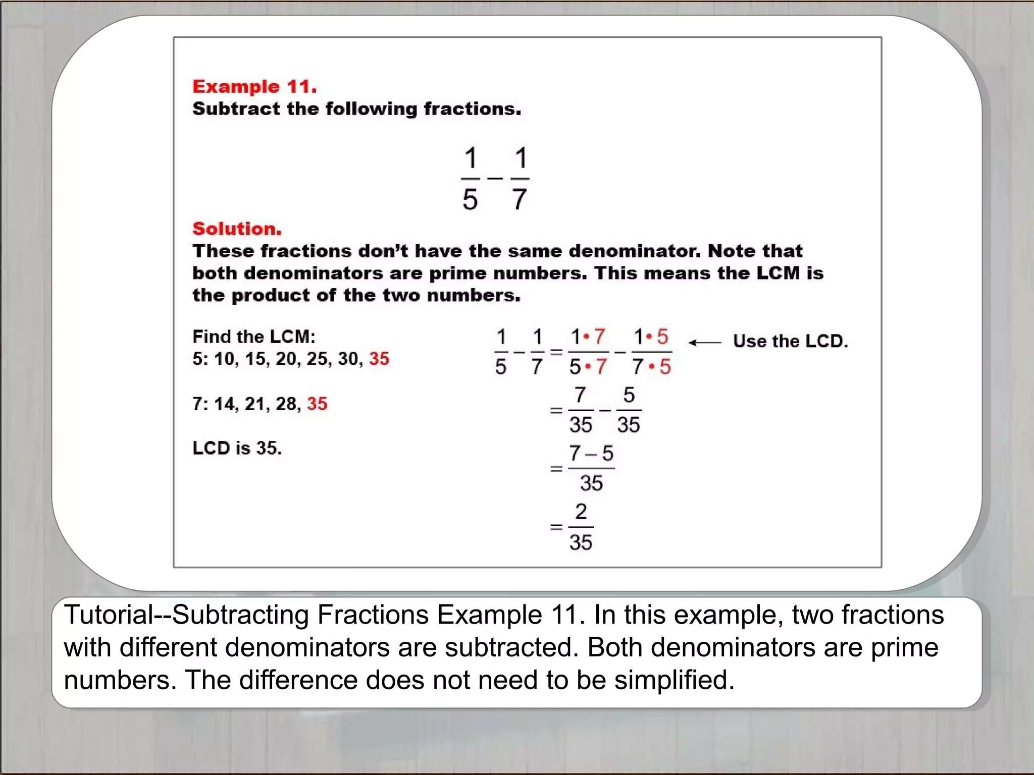 Tutorials -Subtracting Fractions | PPT