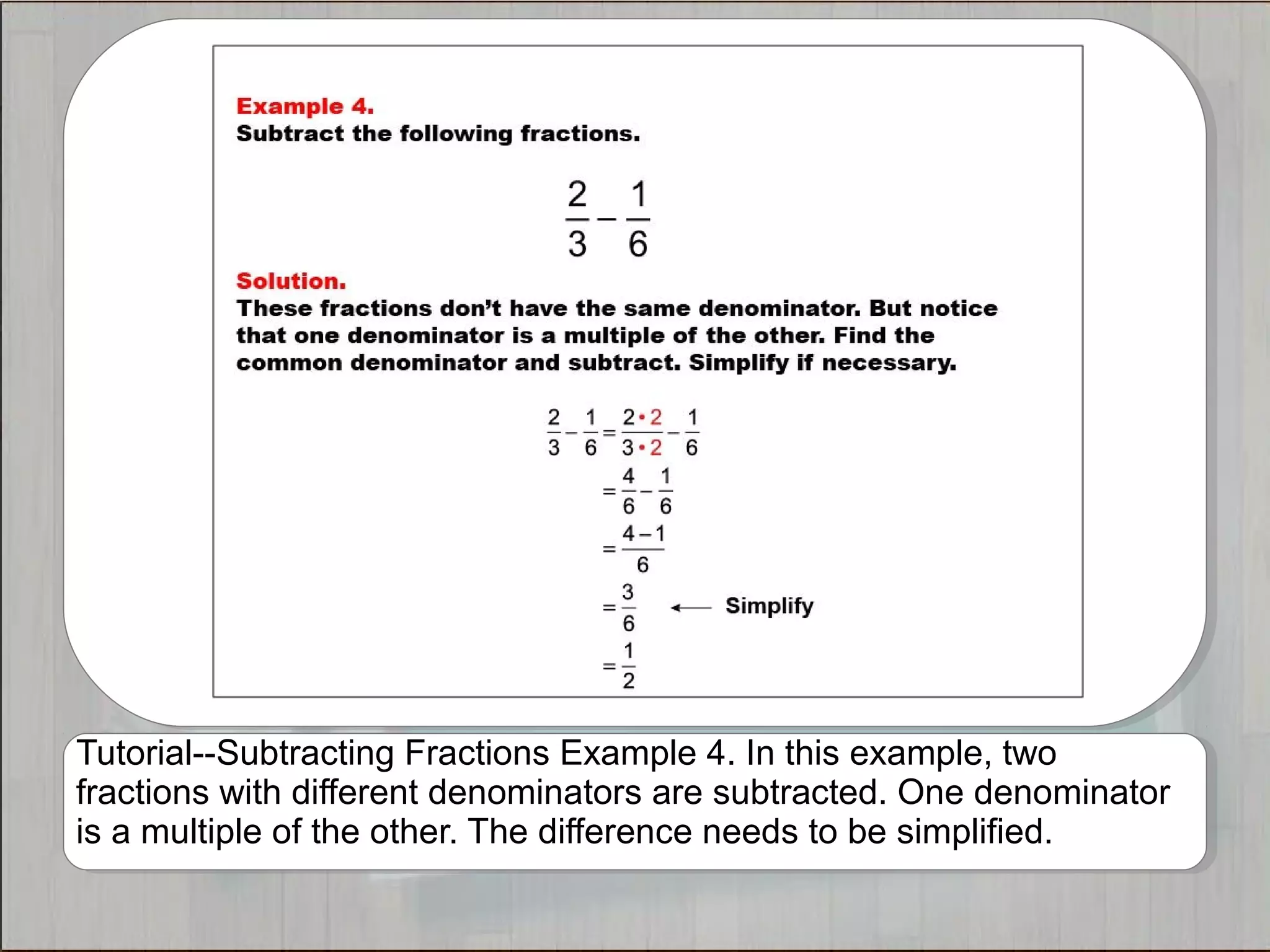Tutorials -Subtracting Fractions | PPT